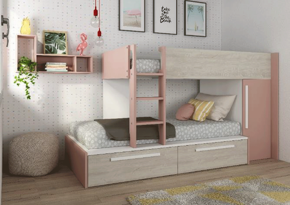 4.0 Reversible Bunk bed 200cm, Twin Size Kids Bedrooms, Bedroom Furniture